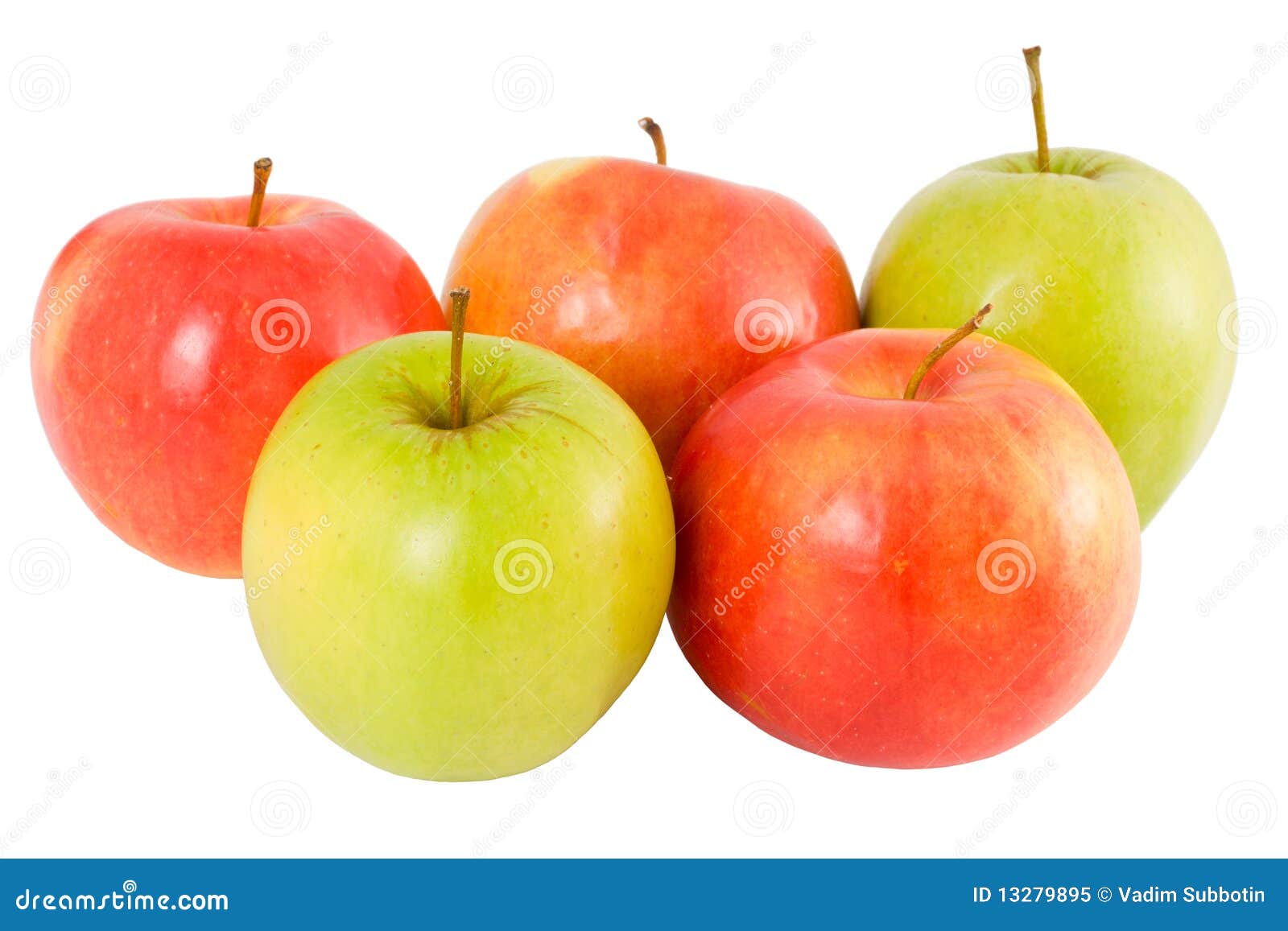 Cinco manzanas imagen de archivo. Imagen de verde, bocado - 13279895