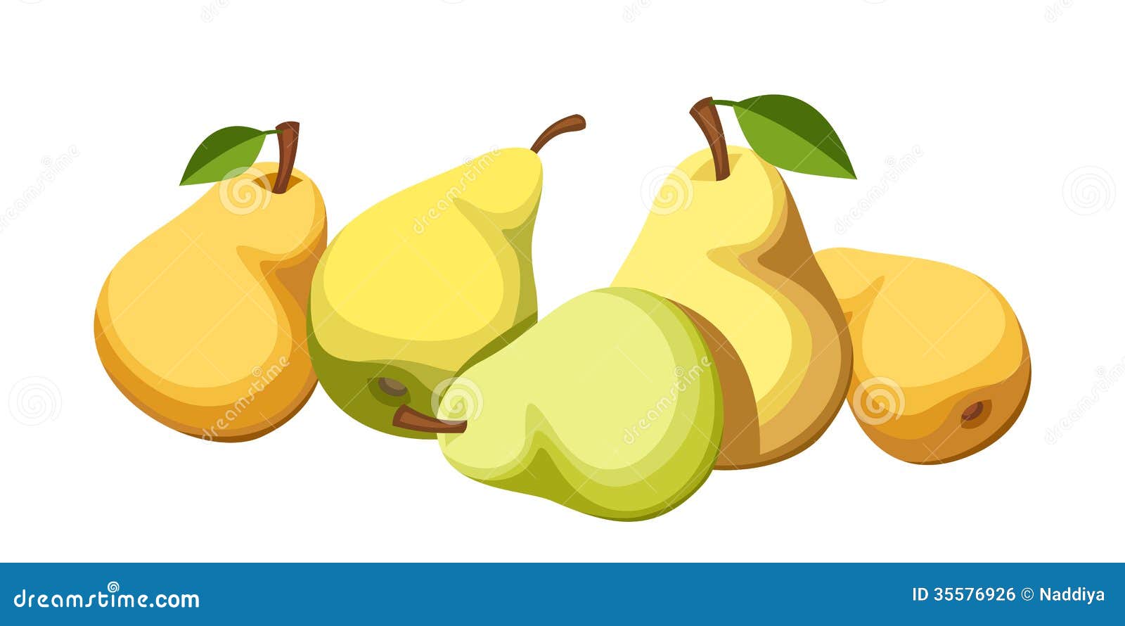 Cinco peras maduras. ilustración del vector. Ilustración de peras ...