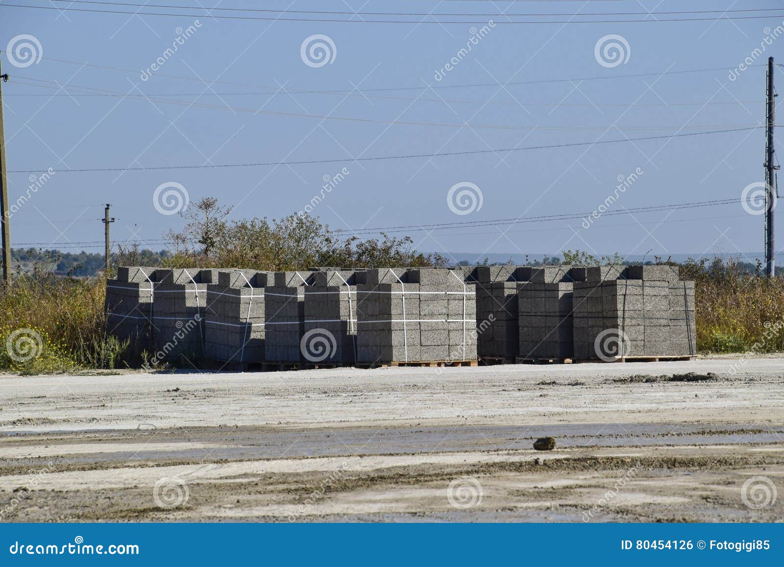 Cinder Blocks, Which Lie in the Bays. Storage Cinder Block Stock Photo ...