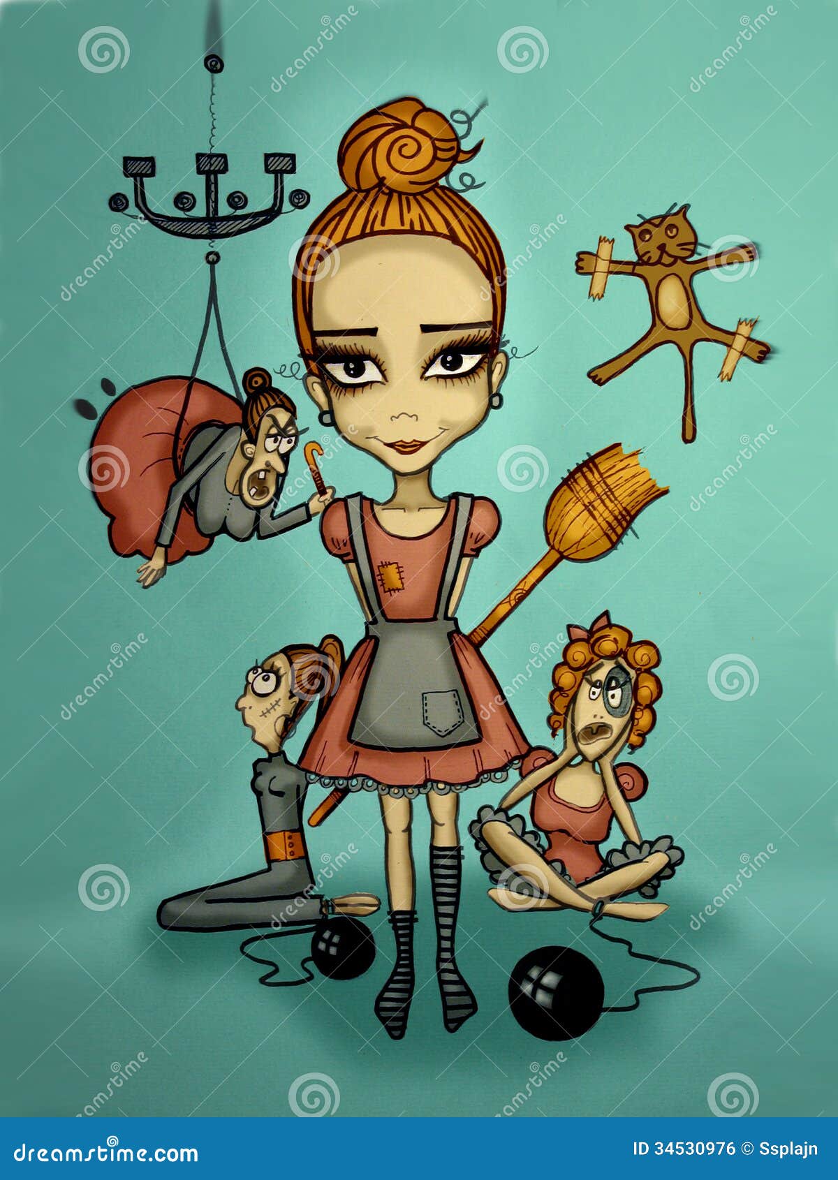 Family Trapped On Rooftop During Flood Flat Color Vector Illustrations ...