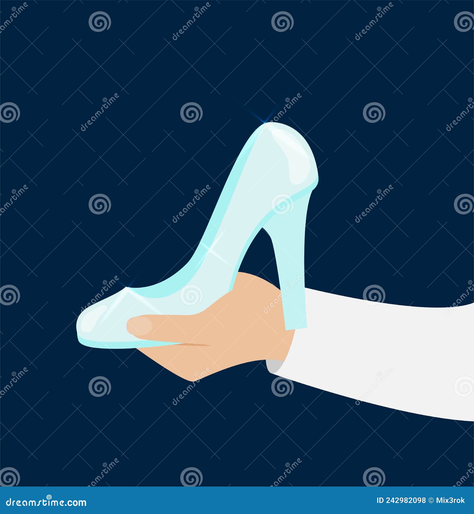 Cinderella Tries on the Glass Slipper Vector Flat Stock Vector ...