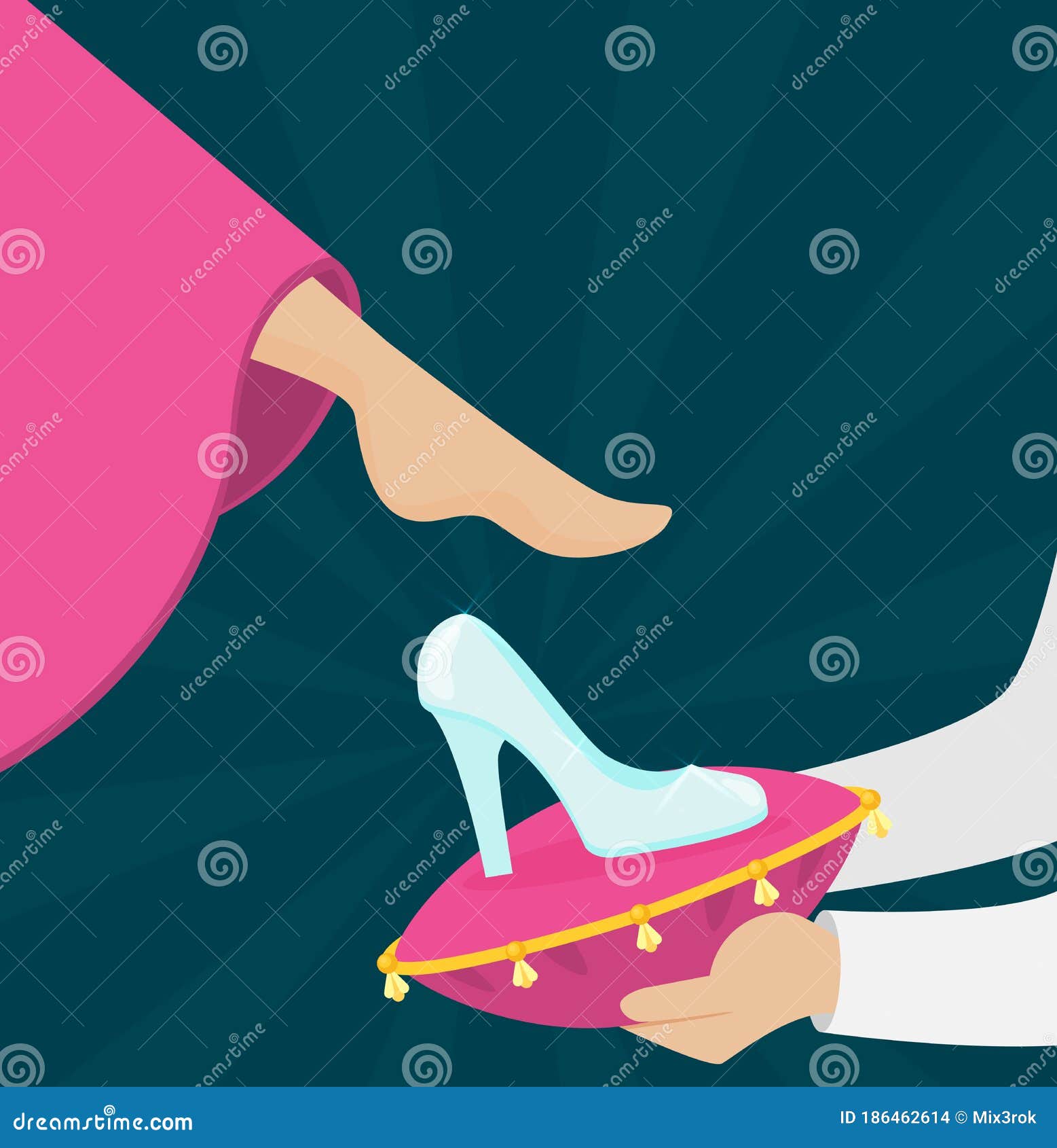 Cinderella Tries on the Glass Slipper Vector Flat Stock Vector ... Cinderella Tries on the Glass Slipper Vector Flat Stock Vector ...