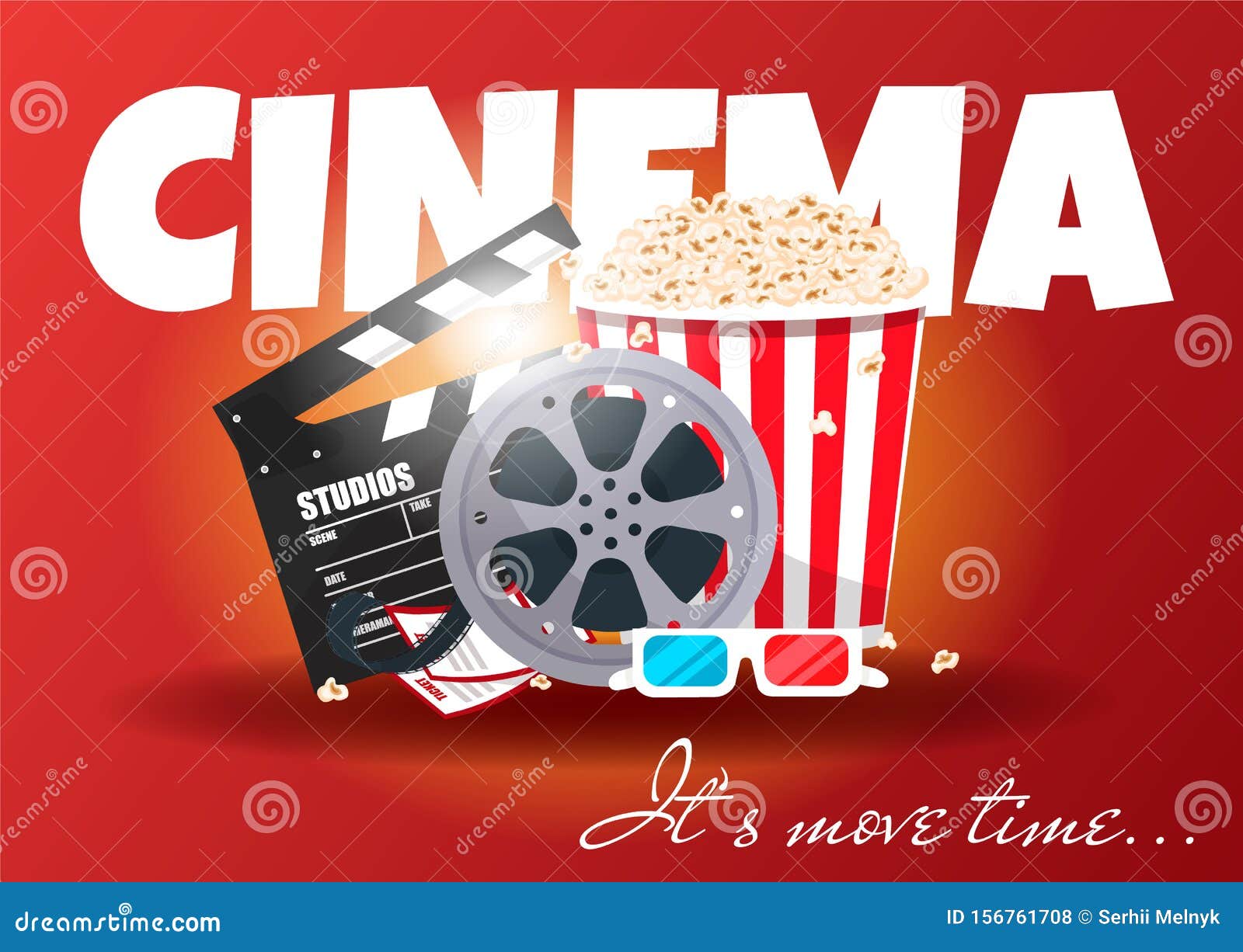 Movie Time Vector Illustration. Stock Vector - Illustration of ...