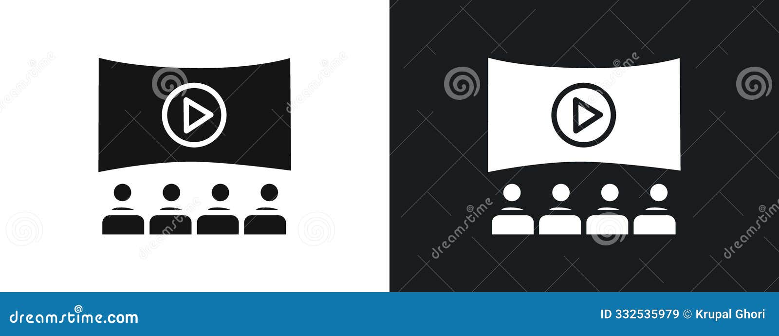 Cinema Audience Icon Linear Graphics Set Vector in Black Stock Vector ...