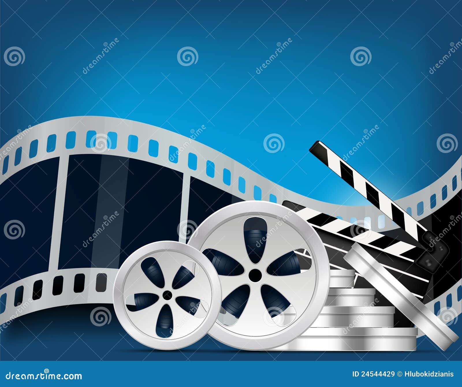 Cinema Background With 3d Realistic Objects Cartoon Vector ...