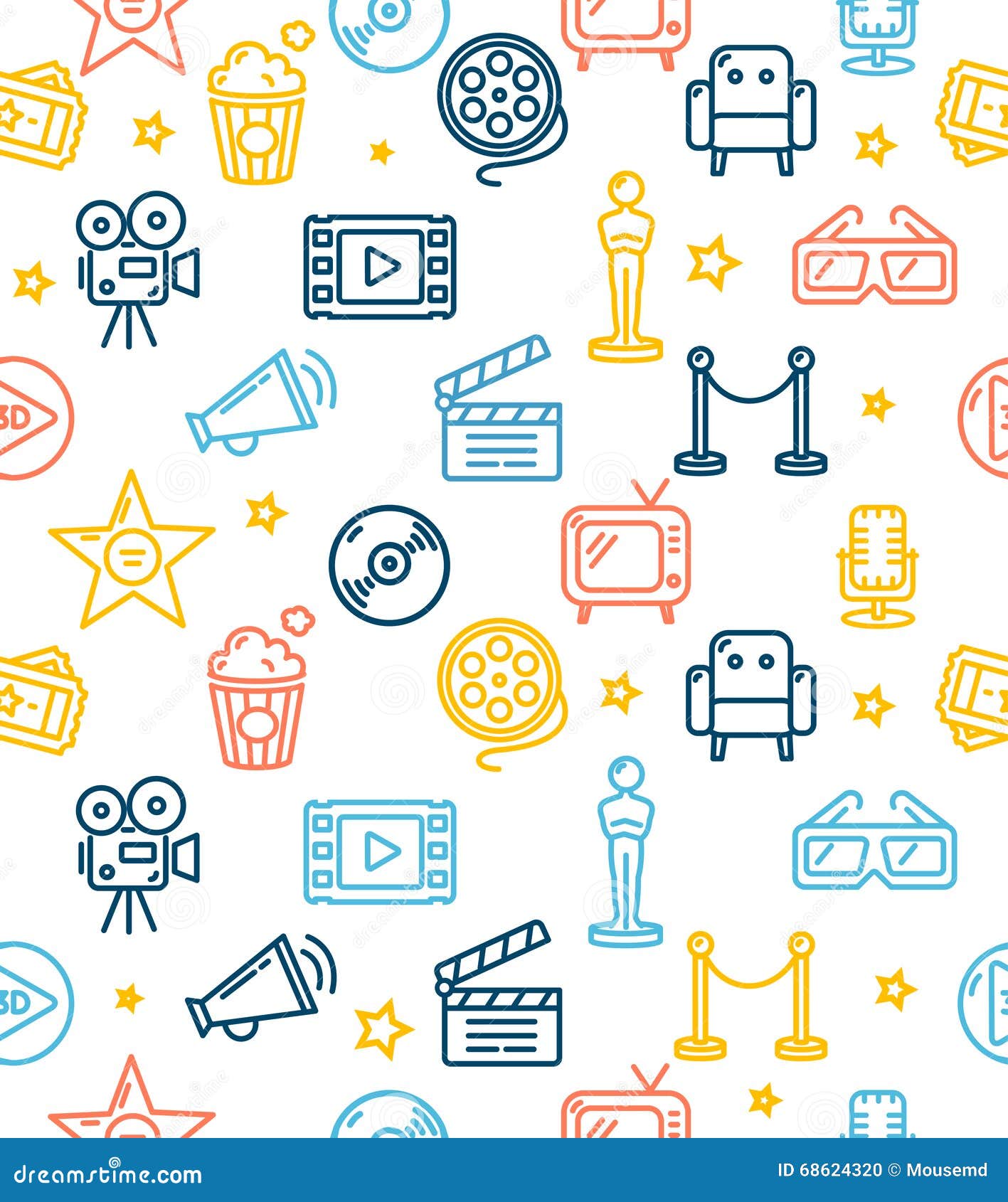 Cinema Background Pattern. Vector Stock Vector - Illustration of music ...