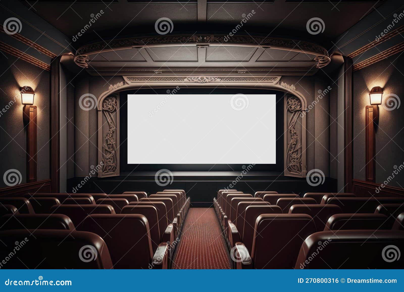 Cinema with Blank Screen. Mock Up, Ad Concept Stock Photo - Image of ...