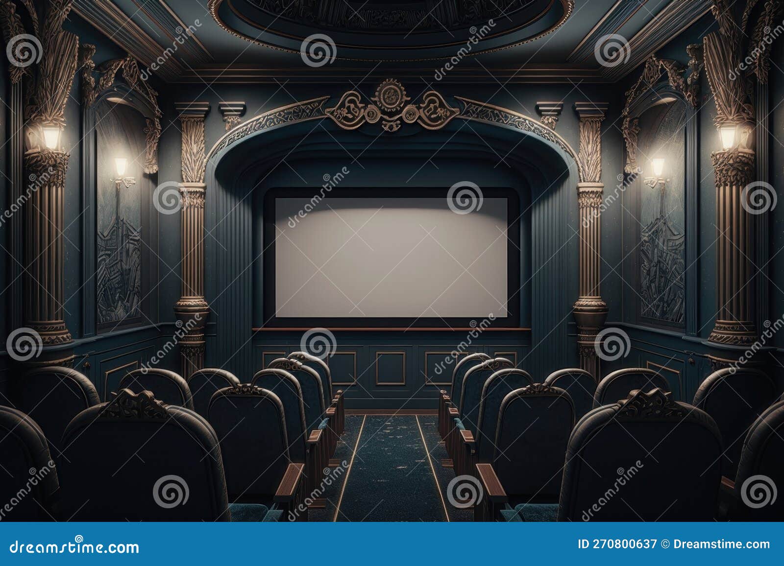 Cinema with Blank Screen. Mock Up, Ad Concept Stock Image - Image of ...