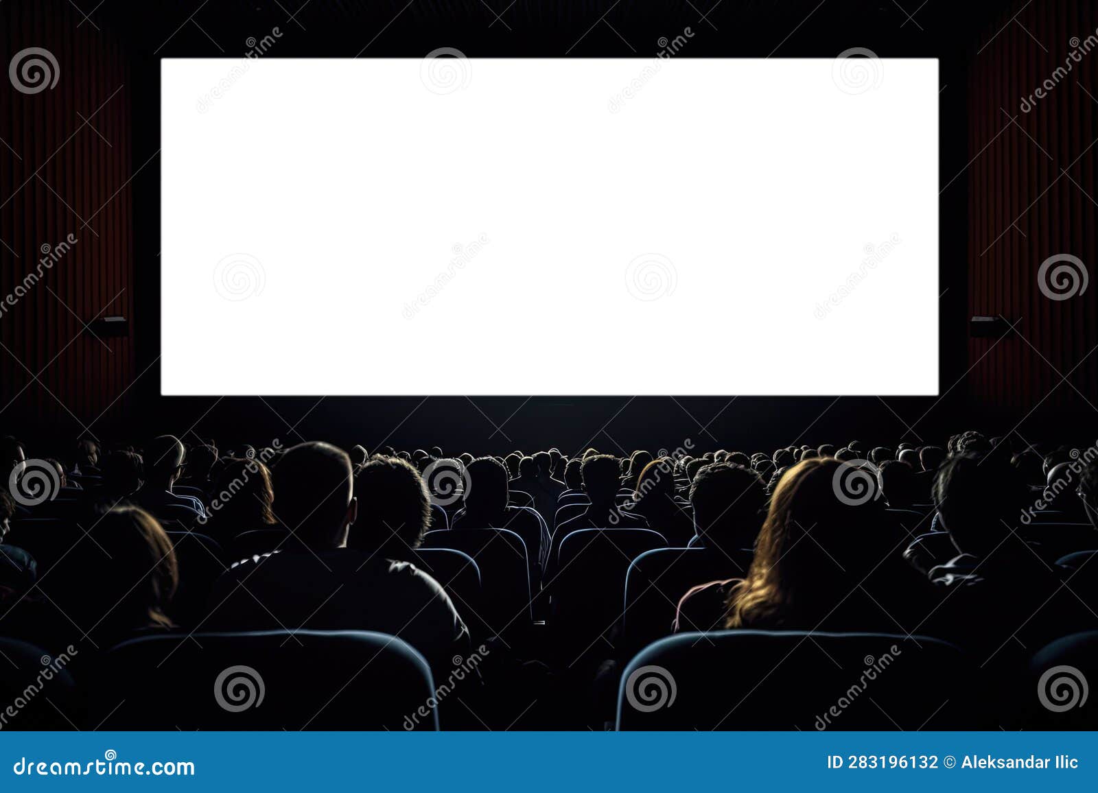 Cinema with Blank White Screen. Add Image, Video or Logo Design. Copy ...