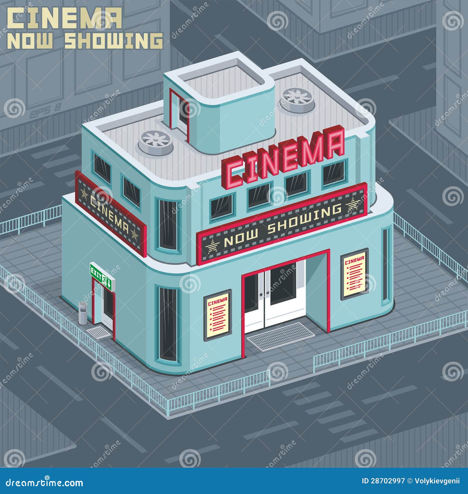 Cinema building stock vector. Illustration of retro, illuminated - 28702997