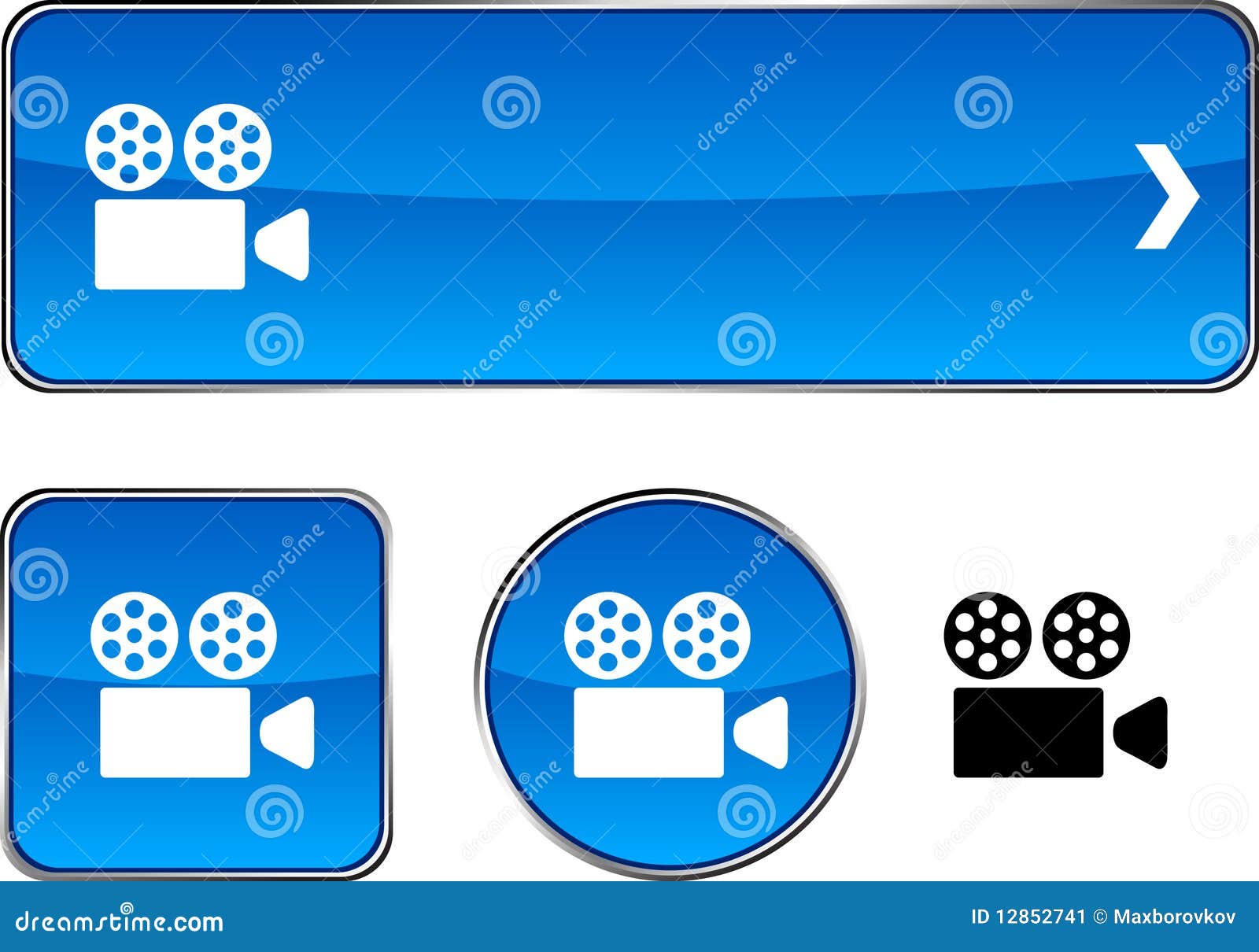Cinema button set. stock vector. Illustration of buttons - 12852741