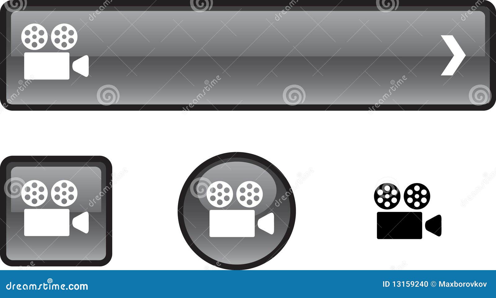 Cinema button set. stock vector. Illustration of cinema - 13159240
