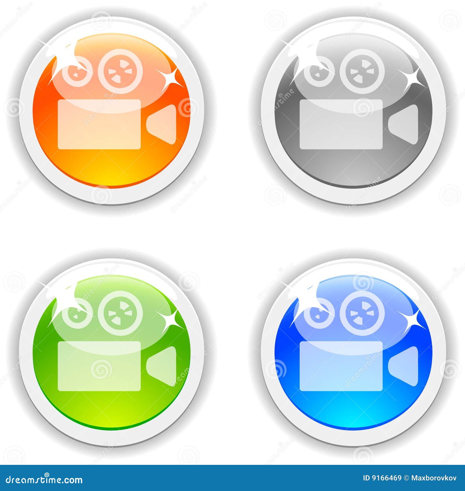 Cinema buttons. stock vector. Illustration of glass, bright - 9166469