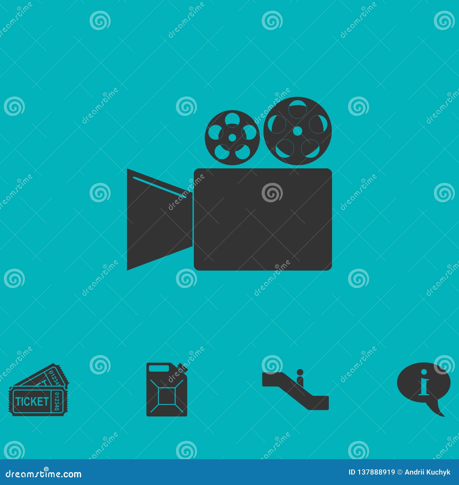 Cinema camera icon flat stock vector. Illustration of icon - 137888919