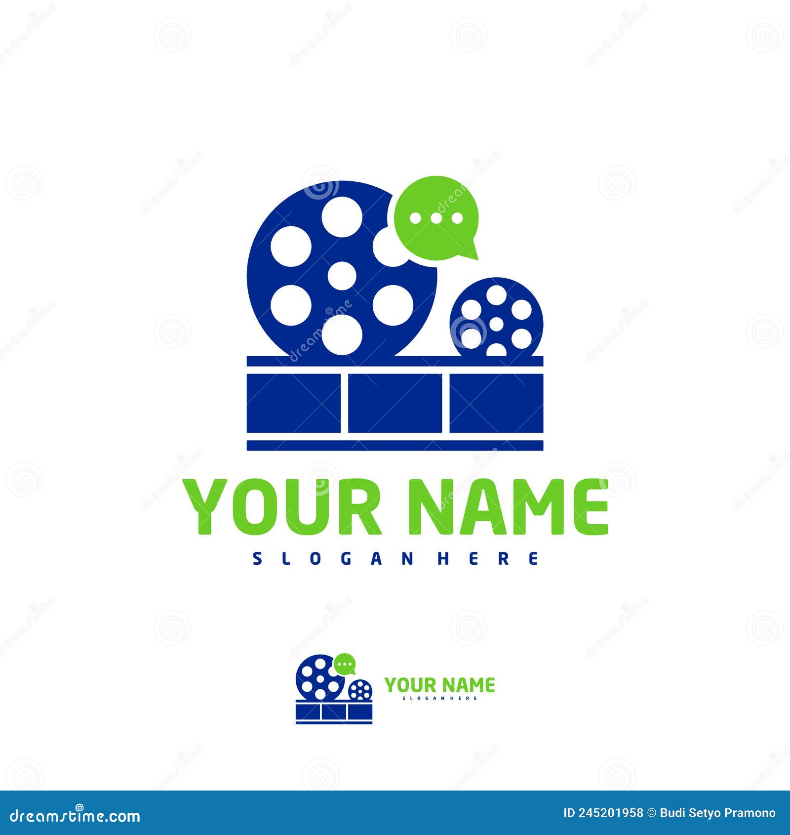 Cinema Chat Logo Vector Template, Creative Film Strip Cinema Logo ...