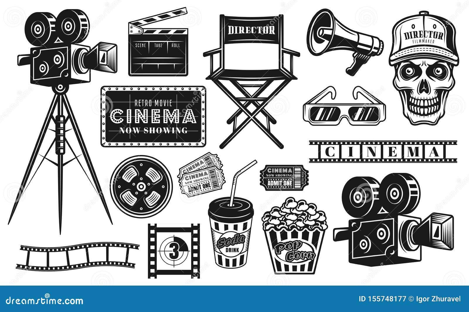 Cinema and Cinematography Set of Vector Objects Stock Vector ... Cinema and Cinematography Set of Vector Objects Stock Vector ...