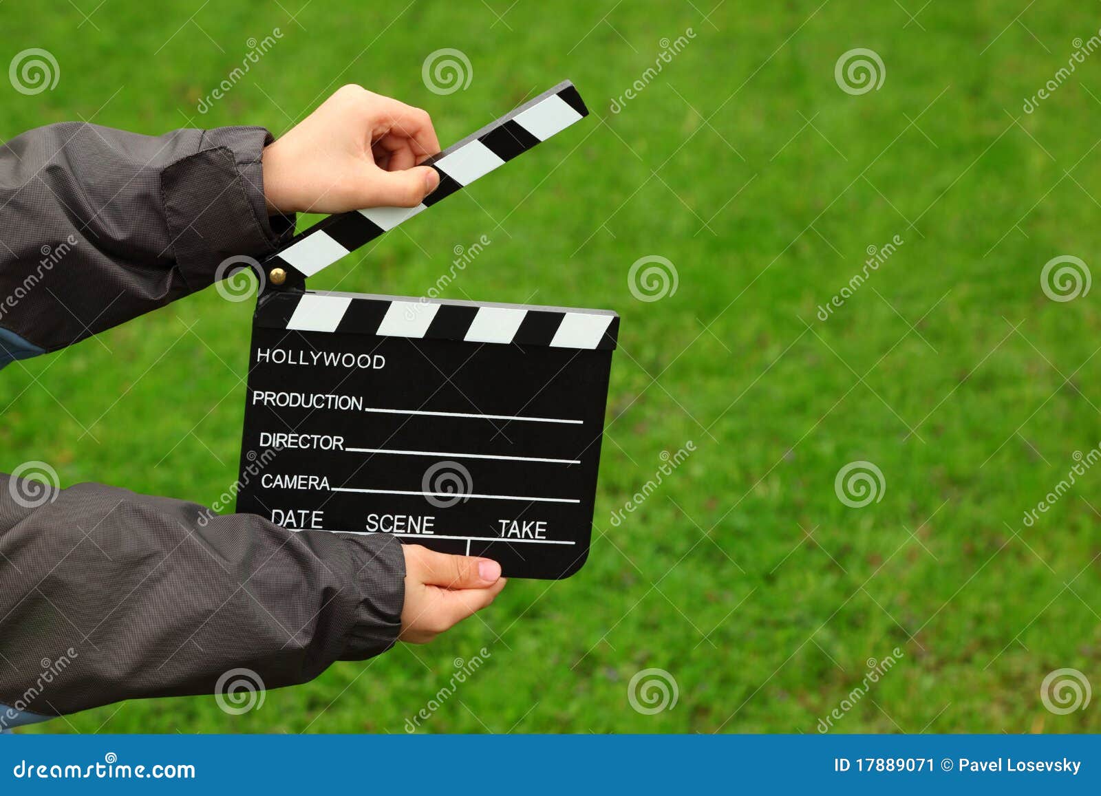 Cinema Clapper Board in Hands of Boy Stock Image - Image of producer ...
