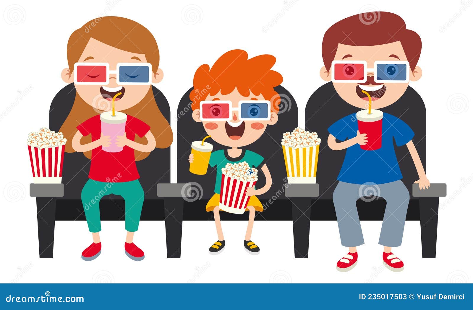 Cinema Concept with Cartoon Character Stock Vector - Illustration of ...