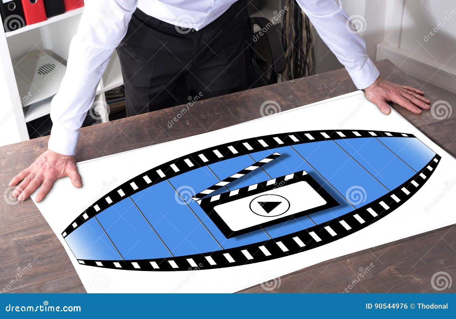 Cinema concept on a desk stock photo. Image of concept - 90544976