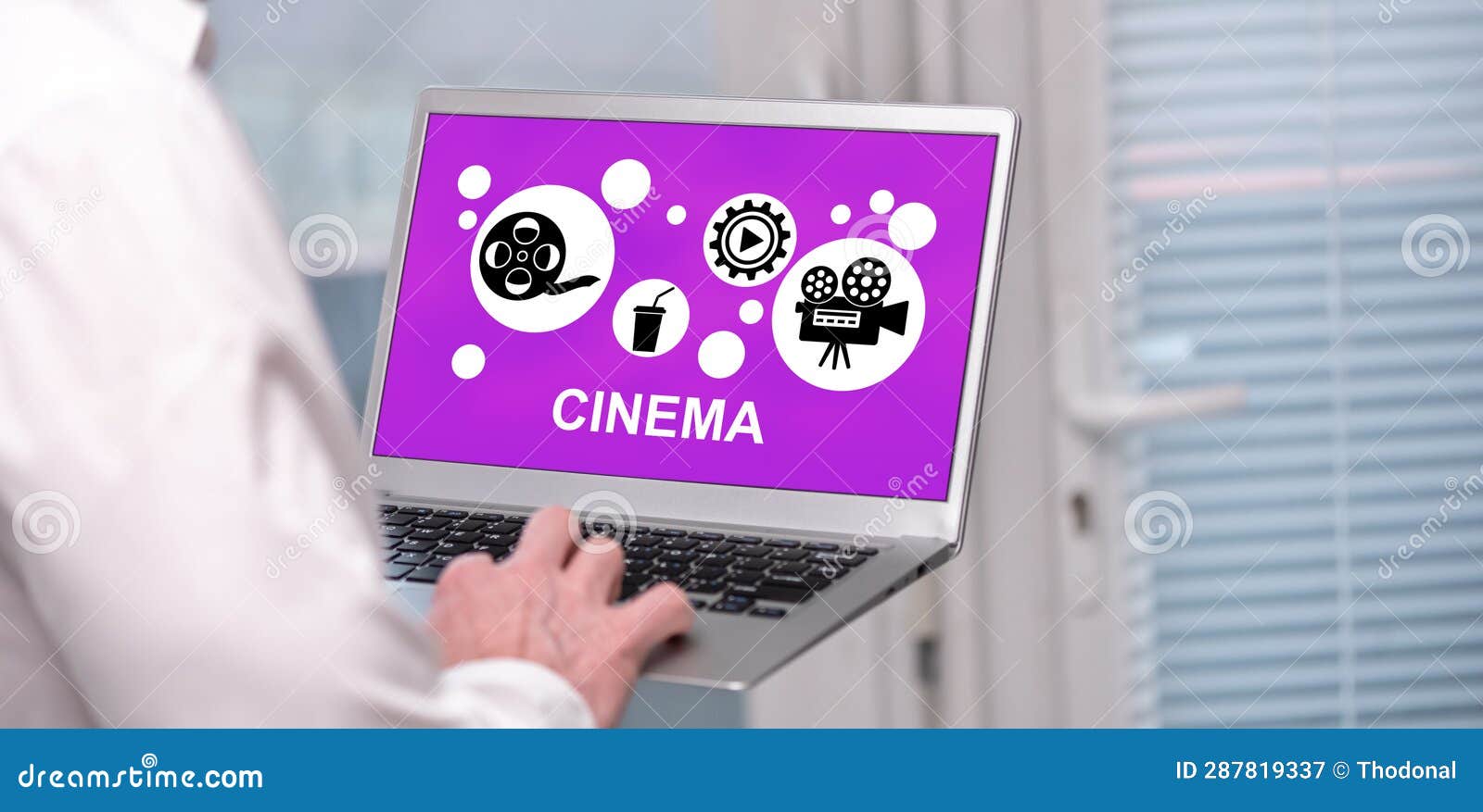 Cinema Concept on a Laptop Screen Stock Image - Image of dark, watching ...