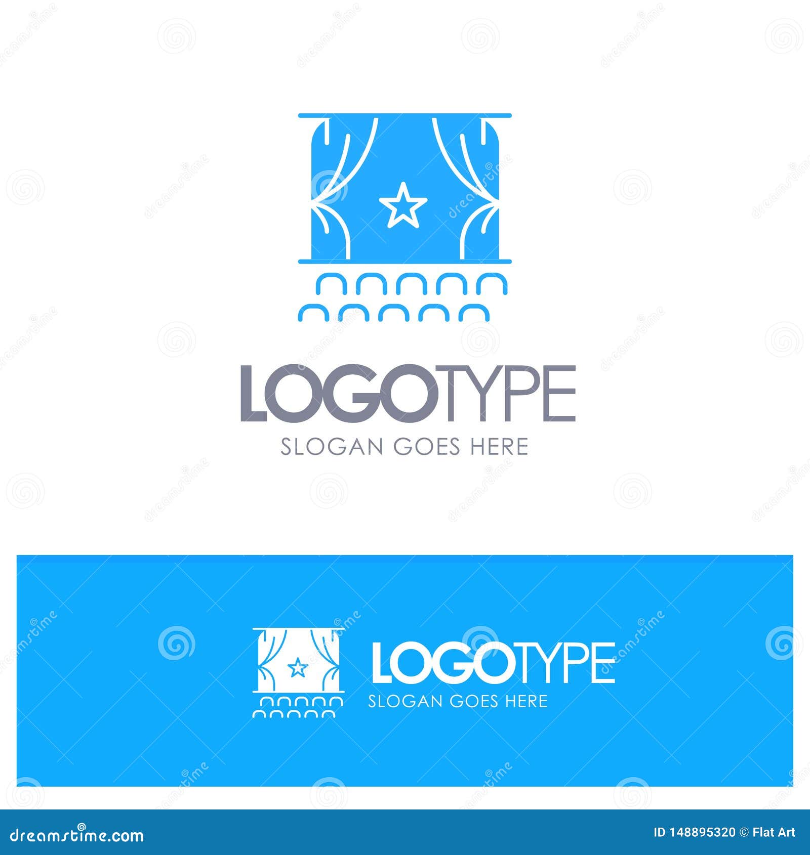 Cinema, Debut, Film, Performance, Premiere Blue Solid Logo with Place ...