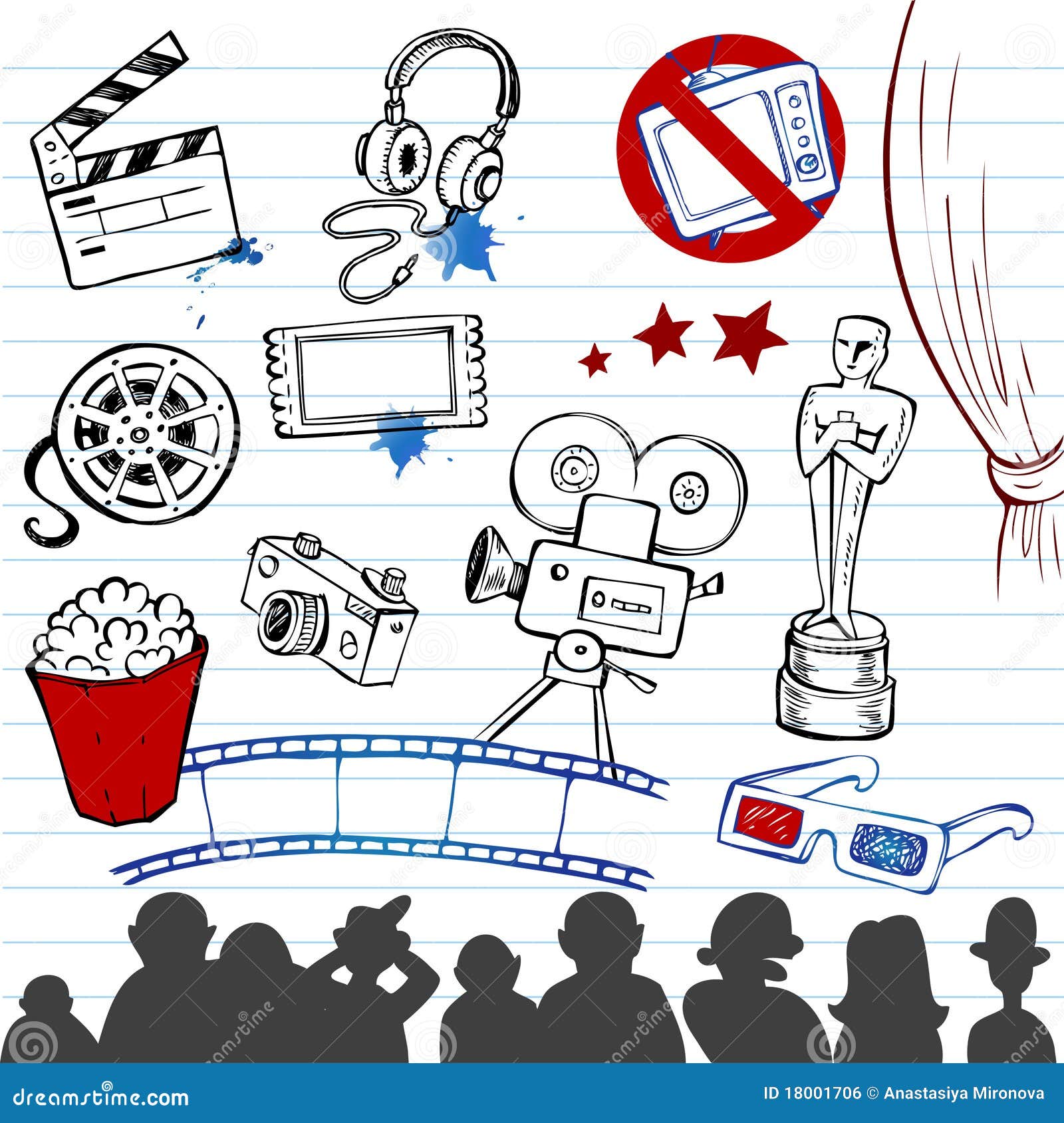 Cinema Doodles stock vector. Illustration of camera, motion - 18001706