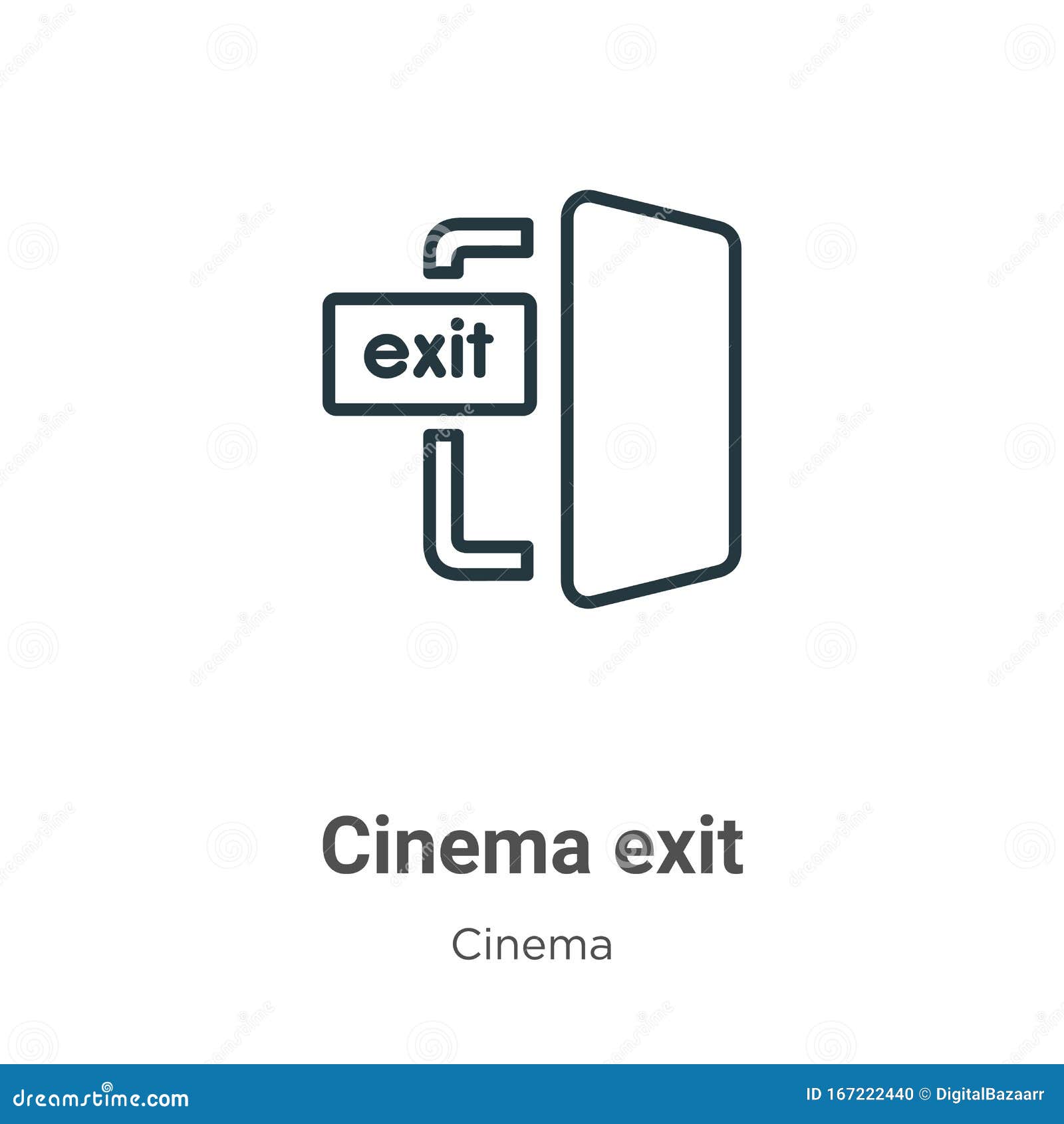 Cinema Exit Outline Vector Icon. Thin Line Black Cinema Exit Icon, Flat ...