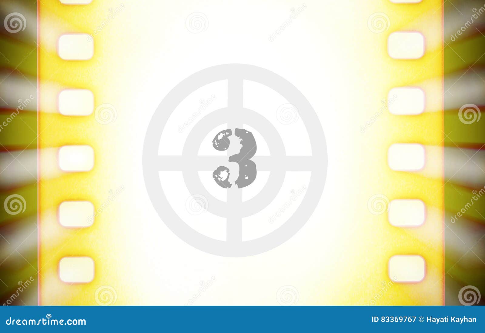 Cinema Film Strips with Countdown and Projector Light Rays. Stock ...