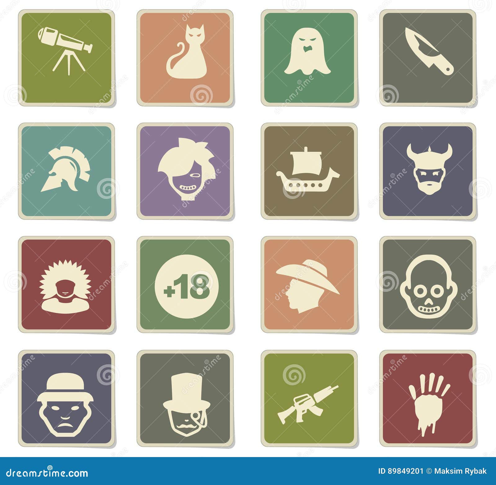 Cinema genres icon set stock illustration. Illustration of fighter ...