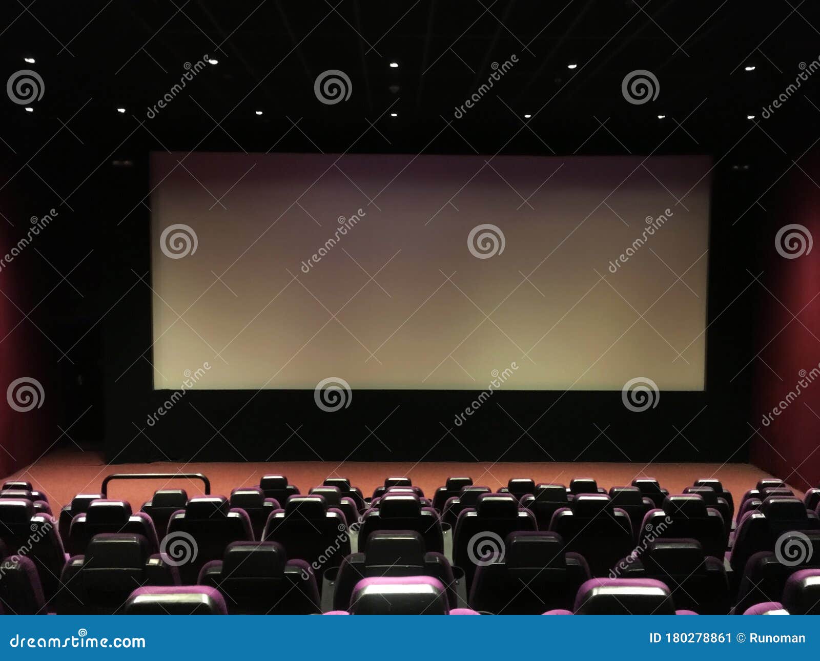 Cinema hall and screen stock image. Image of performance - 180278861