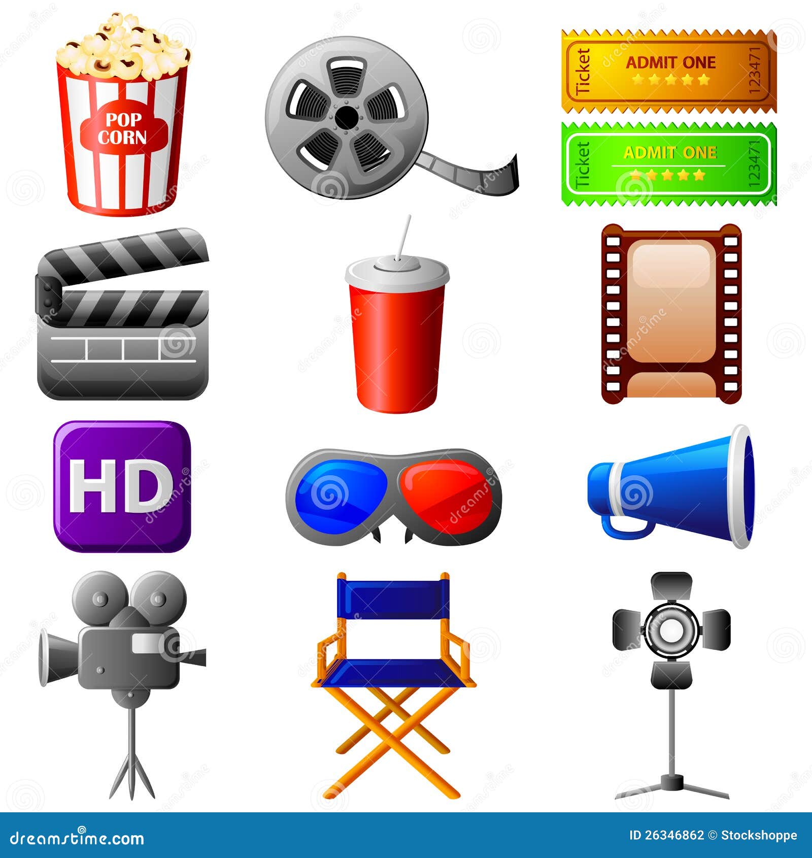 Cinema Icon Set Vector Illustration | CartoonDealer.com #122909198