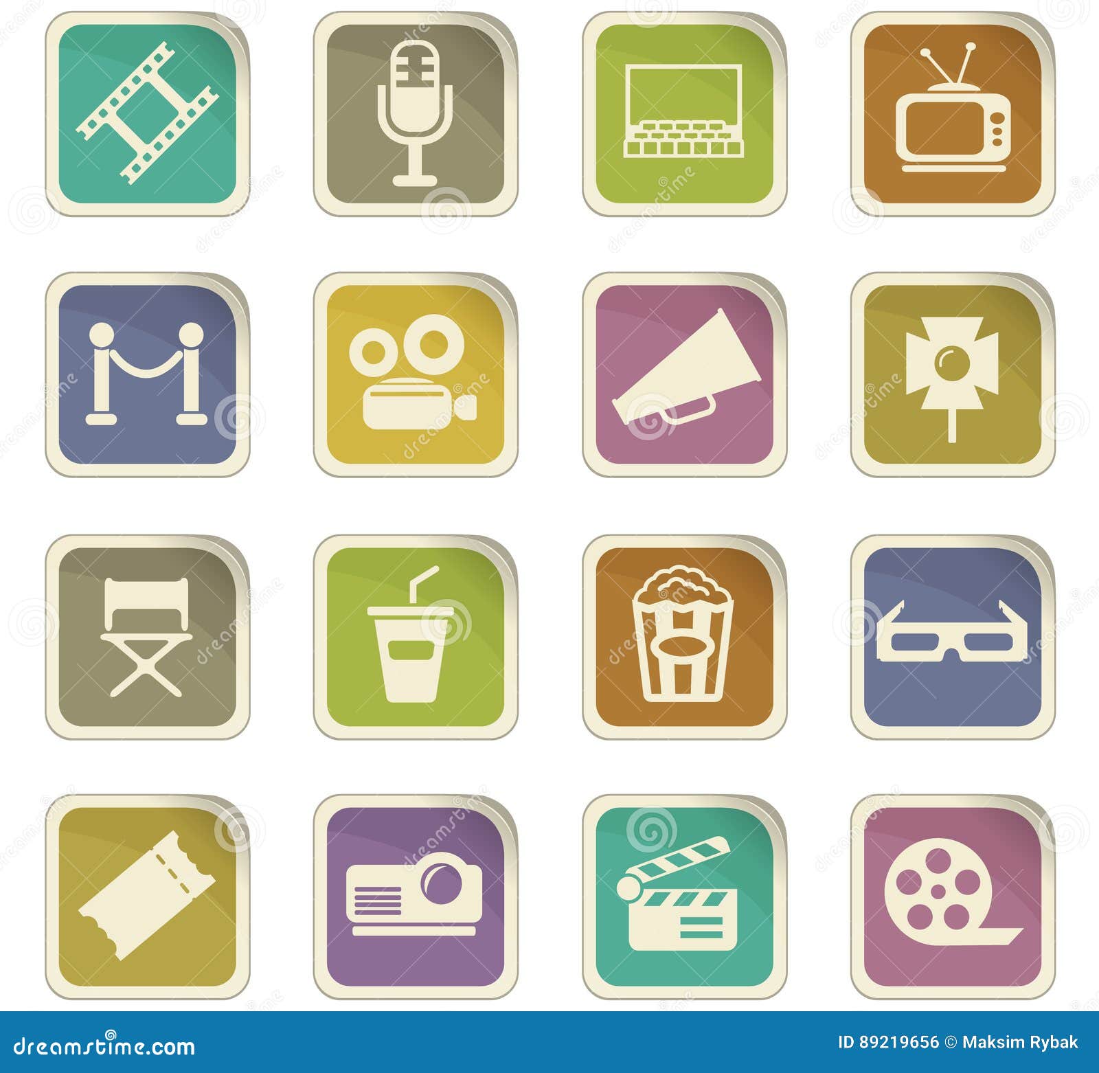 Cinema icon set stock illustration. Illustration of cinema - 89219656
