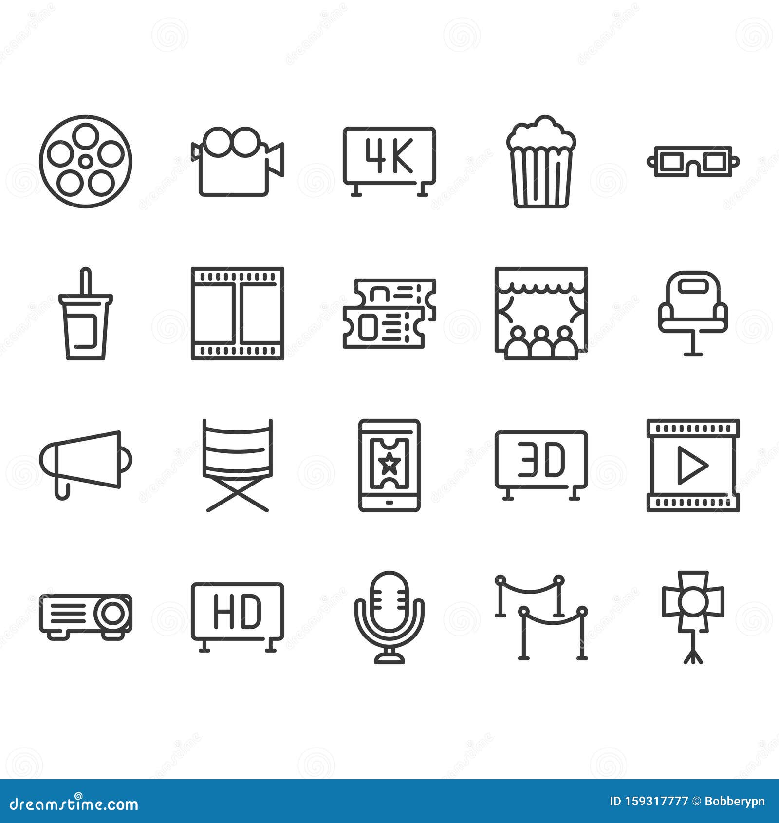 Cinema Icon Set.Vector Illustration Stock Vector - Illustration of ...