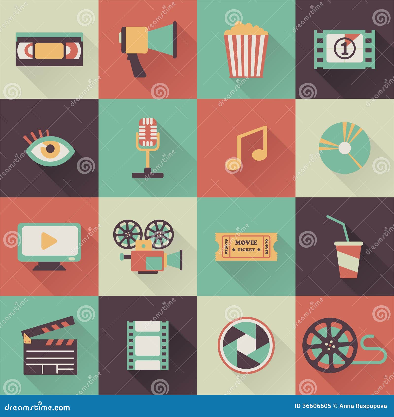 Cinema icons stock vector. Illustration of icon, megaphone - 36606605