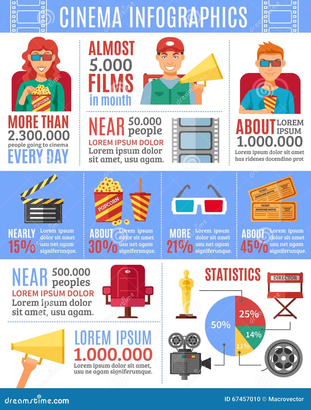 Cinema Infographics Layout stock vector. Illustration of design - 67457010