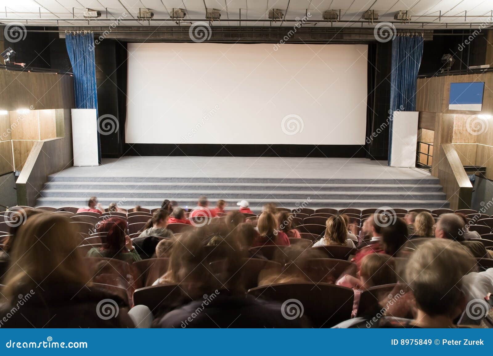 Cinema Interior with People Stock Image - Image of architecture, design ...