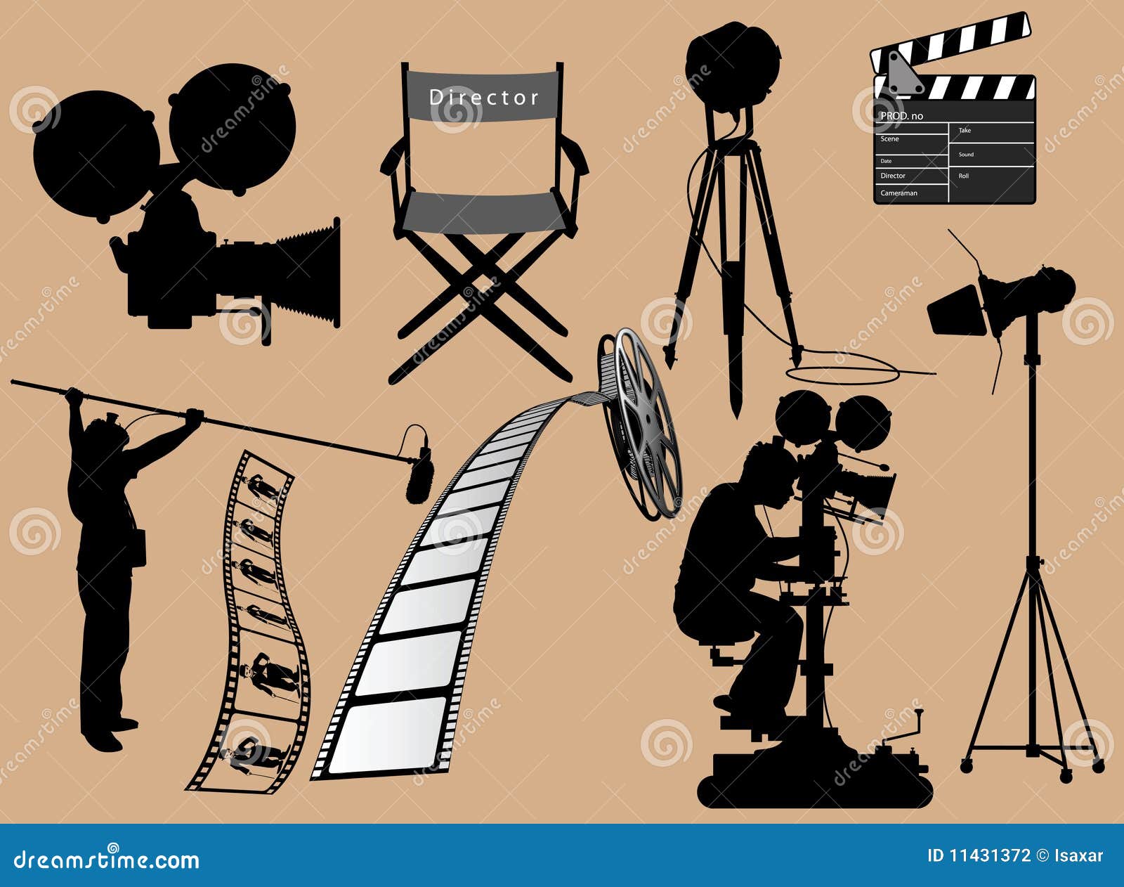 Cinema items collection stock vector. Illustration of background - 11431372