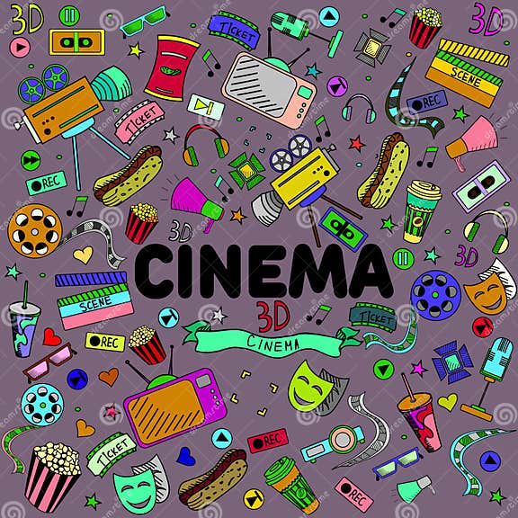 Cinema Line Art Design Vector Illustration Stock Vector - Illustration ...