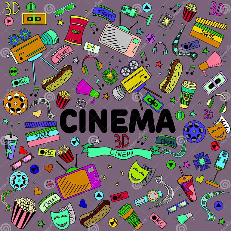 Cinema Line Art Design Vector Illustration Stock Vector - Illustration ...