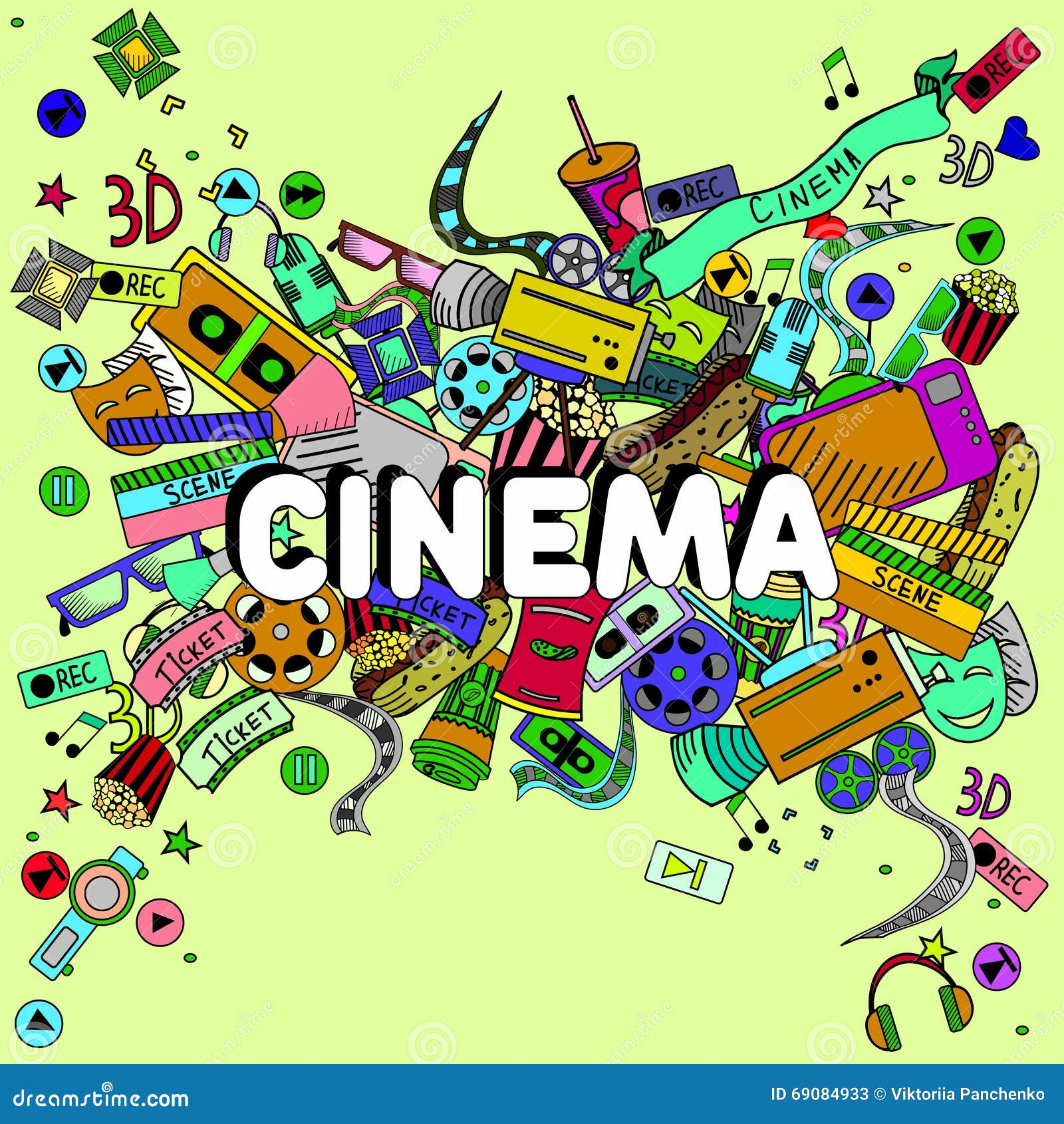 Cinema Line Art Design Vector Illustration Stock Vector - Illustration ...