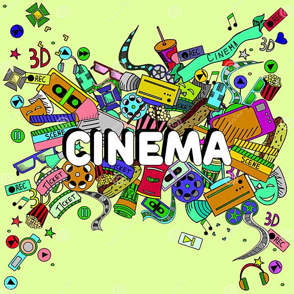 Cinema Line Art Design Vector Illustration Stock Vector - Illustration ...