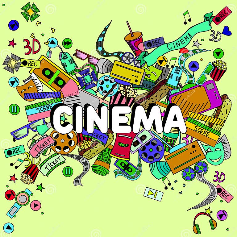 Cinema Line Art Design Vector Illustration Stock Vector - Illustration ...