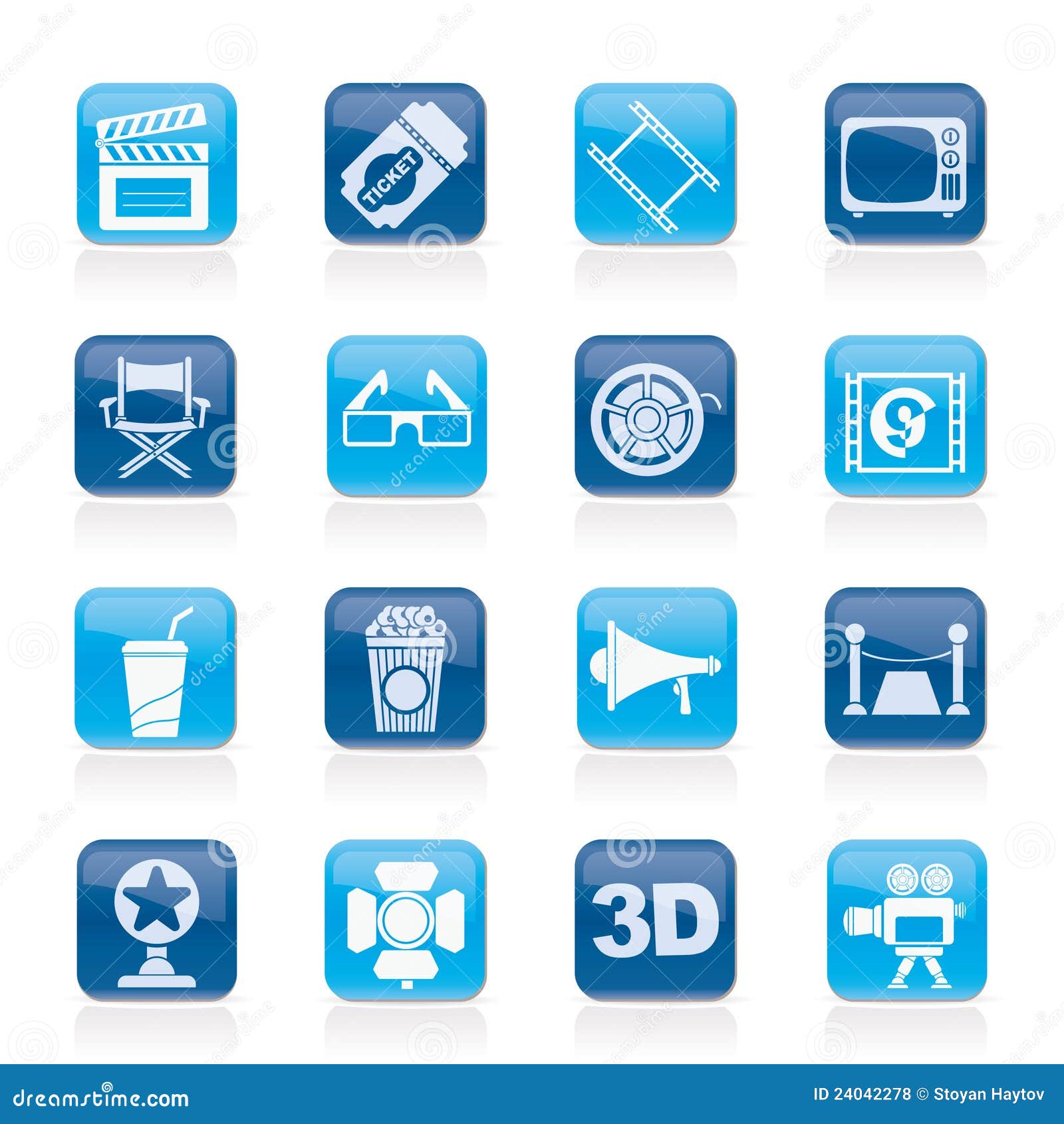 Cinema and Movie icons stock vector. Illustration of reel - 24042278