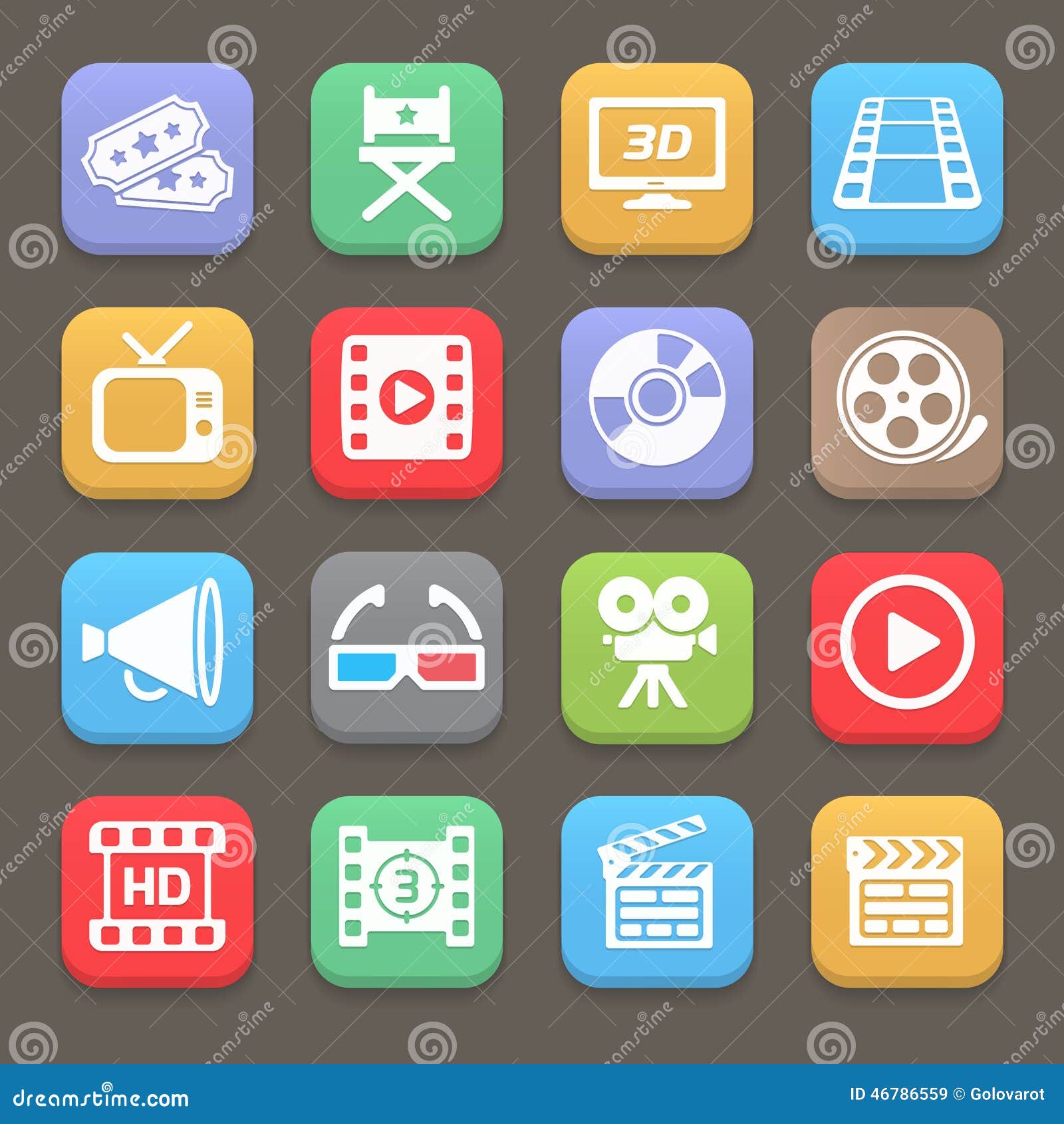 Cinema and Movie Icons for Web or Mobile. Vector Stock Vector ...