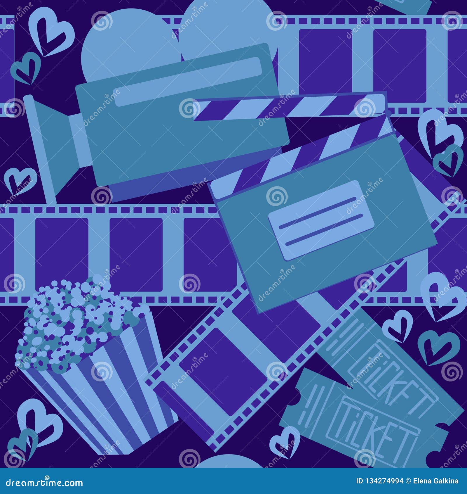 Cinema and Movie. Seamless Pattern for Web Design or Print Stock Vector ...