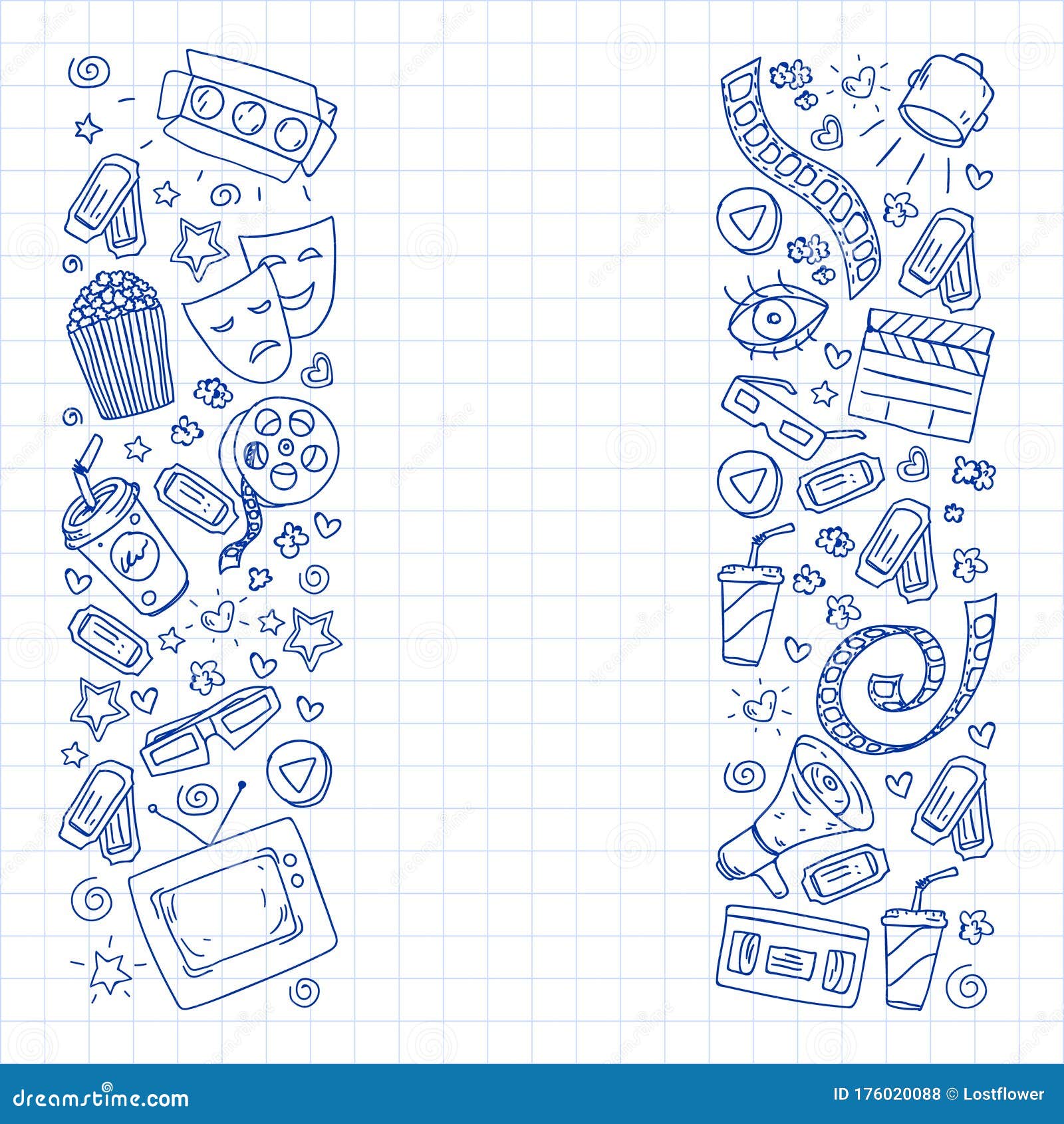 Cinema Pattern with Vector Icons. Movie, Stock Vector - Illustration of ...