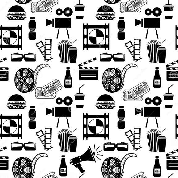Cinema pattern stock vector. Illustration of cinematography - 47013896