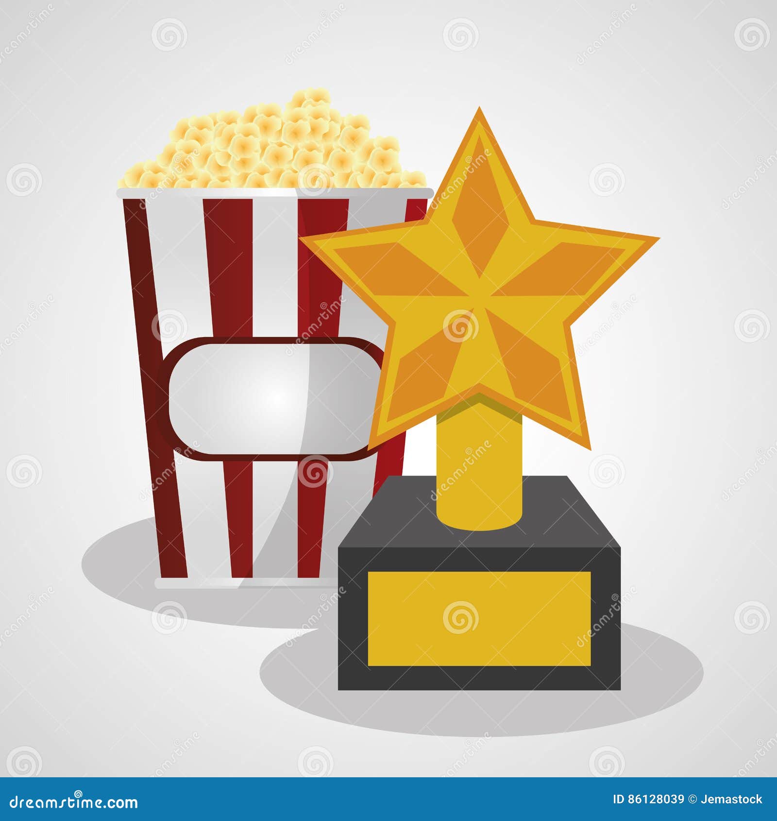 Cinema Pop Corn and Trophy Winner Stock Vector - Illustration of coupon ...