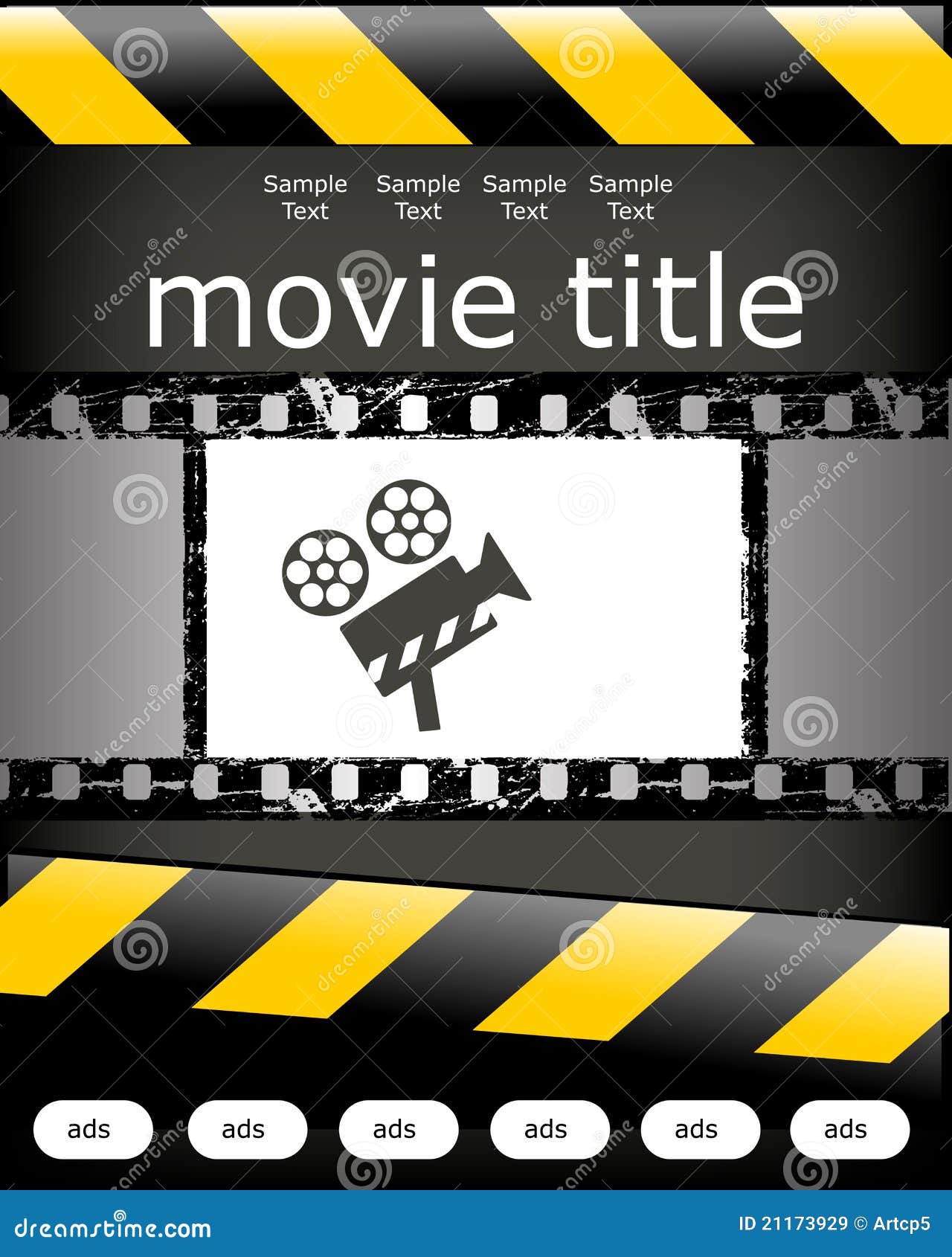 Cinema Poster. Vintage Film Retro Cards Movies Placard Vector ...