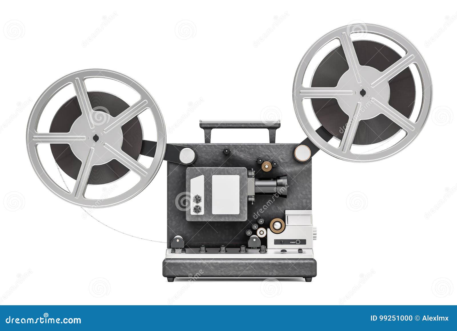 Cinema Projector Side View, 3D Rendering Stock Illustration ...